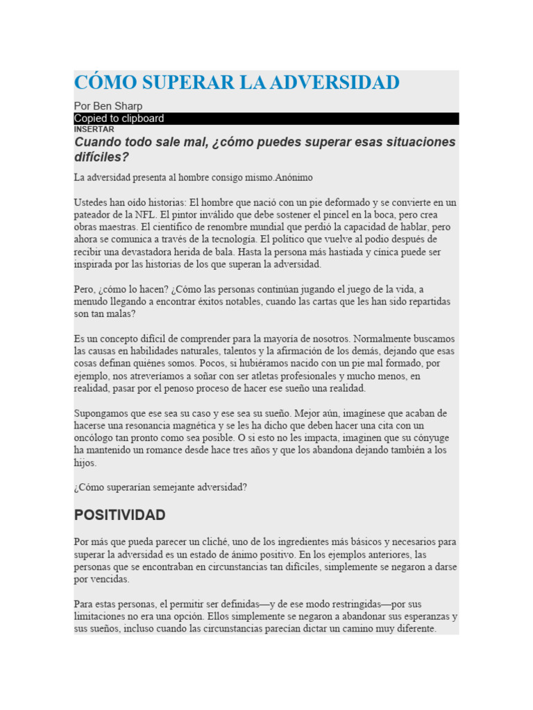 Cómo Superar La Adversidad | PDF | Dios | Amor