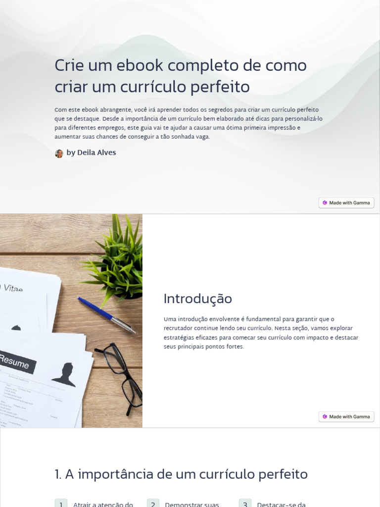 UNH - Ebook Completo de Como Criar Um Curriculo Perfeito | PDF
