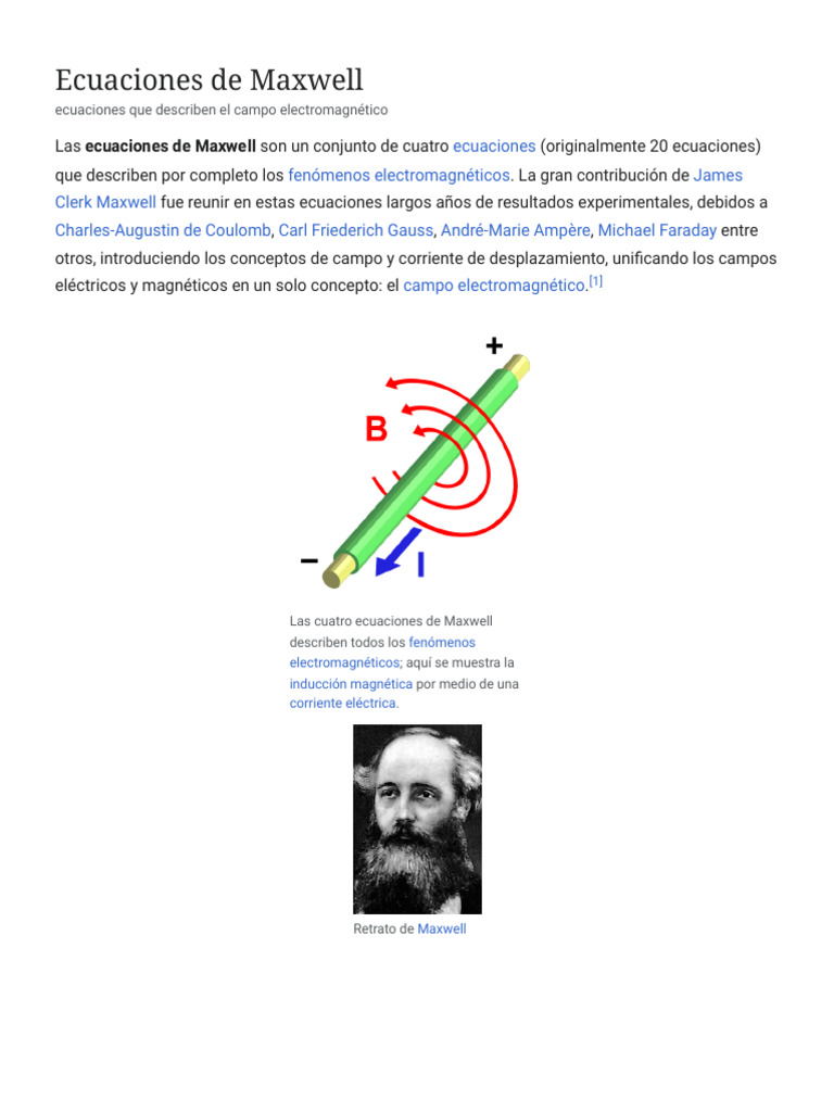 Ecuaciones de Maxwell - Wikipedia, La Enciclopedia Libre | PDF ...