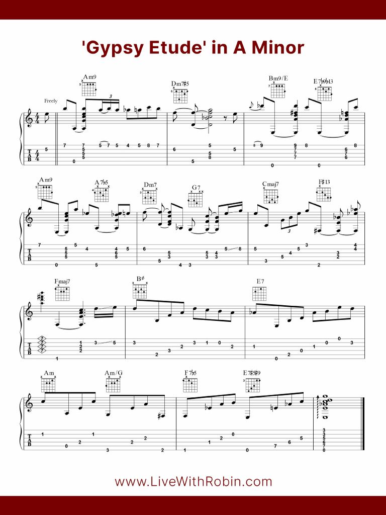 Gypsy Jazz Etude in Am by Robin Nolan guitar | PDF