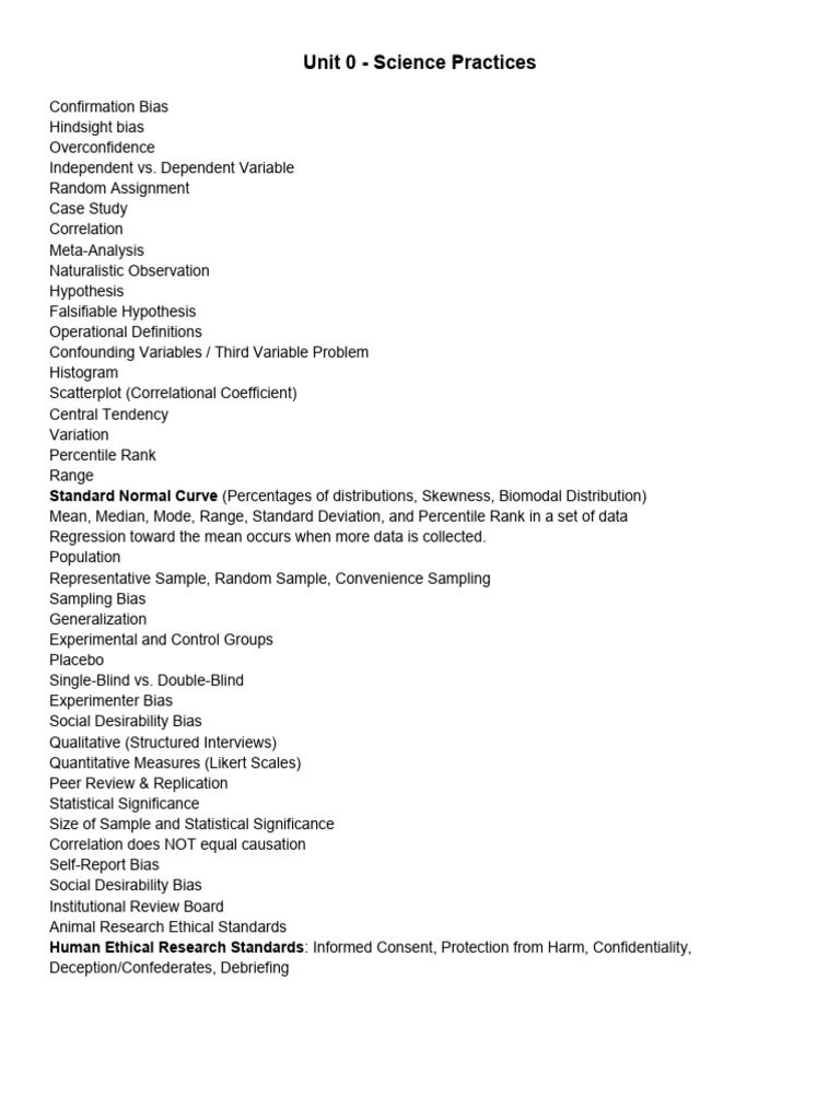 2024 - 2025 - AP Psychology Terms by Unit From CED | PDF | Mental ...
