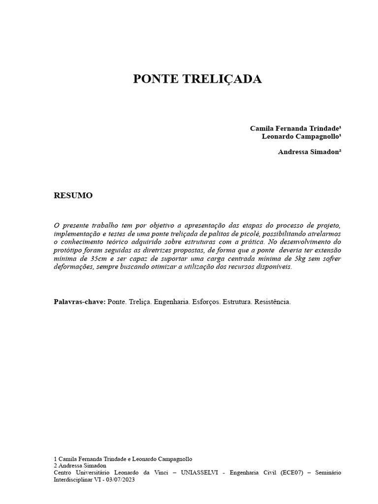 modelo_de_paper.docx_(1) | PDF | Treliça | Ponte