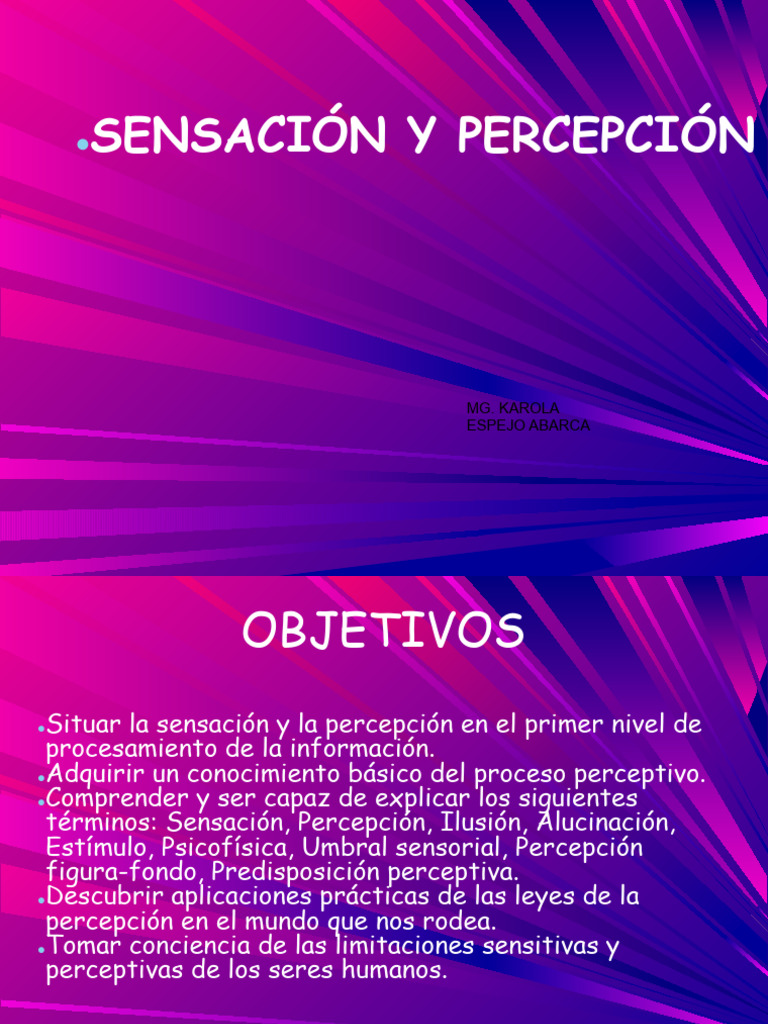 Sensación y Percepción: Fundamentos y Aplicaciones | PDF | Percepción | Sentidos
