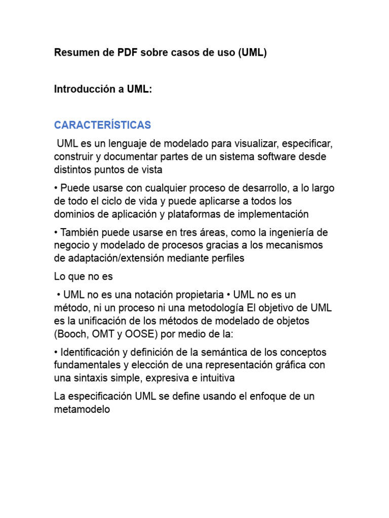 Resumen de PDF Sobre Casos de Uso | PDF | Lenguaje de modelado unificado | Caso de uso