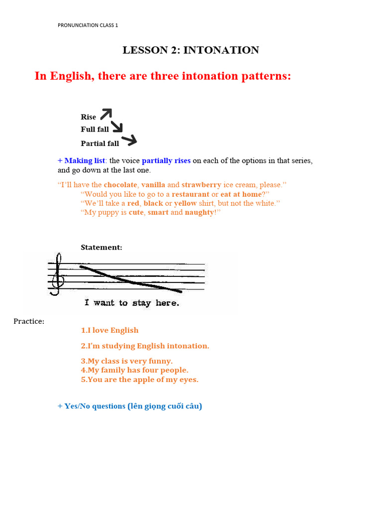 LESSON 2-INTONATION-PRO CLASS | PDF | Question | Linguistics
