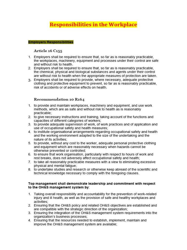 2 Roles and Responsibilities | PDF | Occupational Safety And Health ...