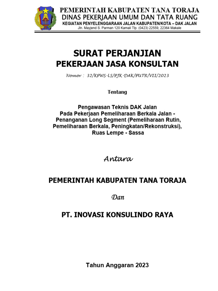 Kontrak PWS Lempe Sassa | PDF