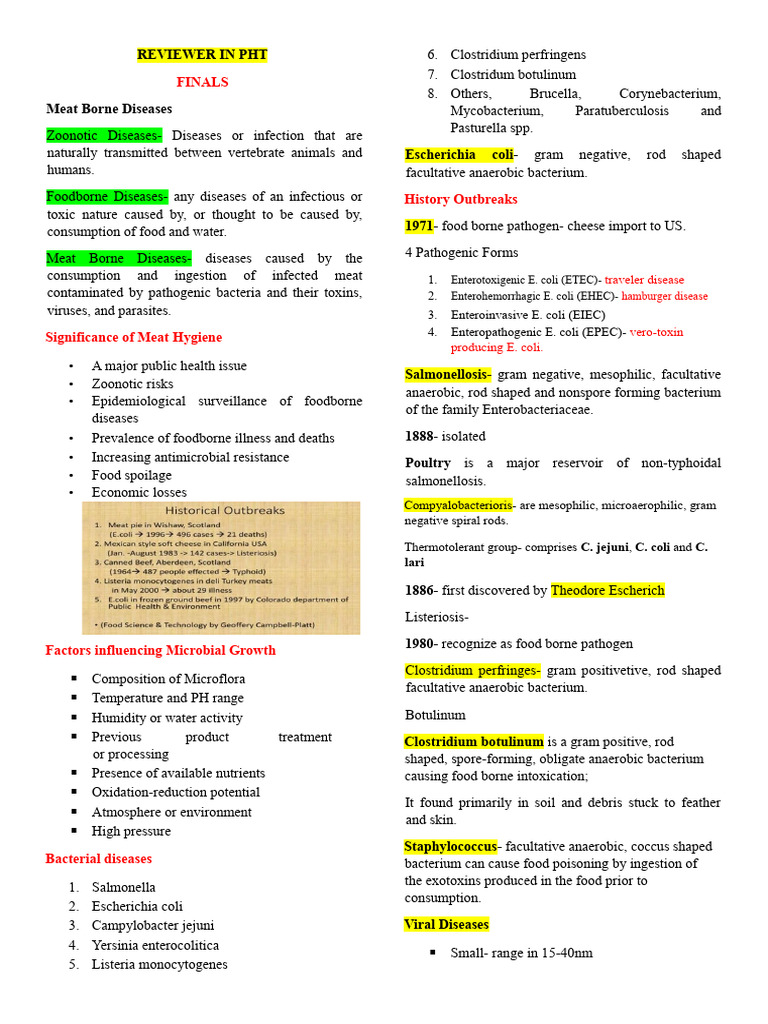 Reviewer in Pht-Finals | PDF | Foodborne Illness | Infection