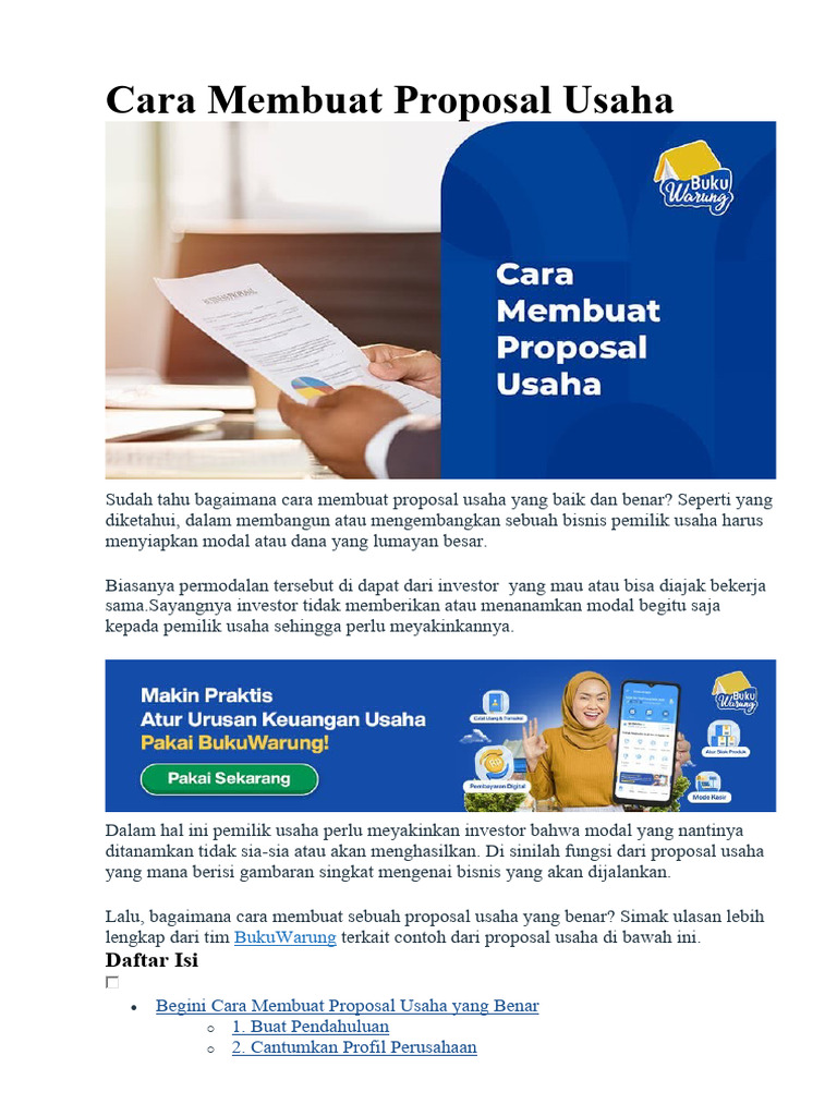 Cara Membuat Proposal Usaha | PDF