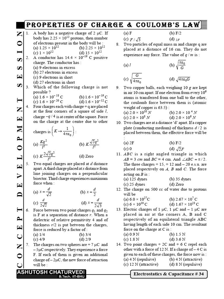 Electrostatics CDS-1 | PDF | Electron | Electric Charge