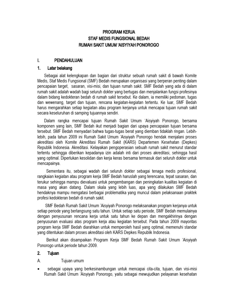 Program Kerja SMF Bedah 2009 | PDF