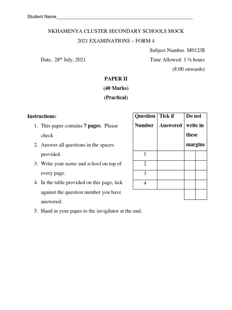2021 MSCE Agriculture Mock Exam Paper | PDF | Agriculture