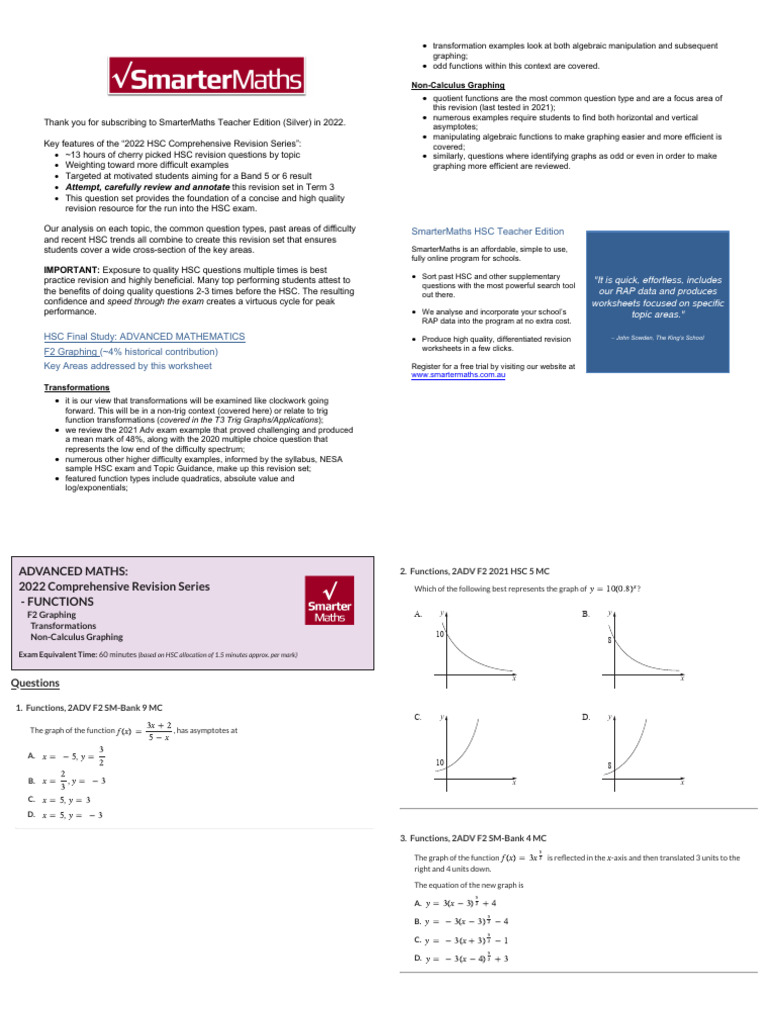 Adv 2022 HSC CRS F2 | PDF | Asymptote | Cartesian Coordinate System