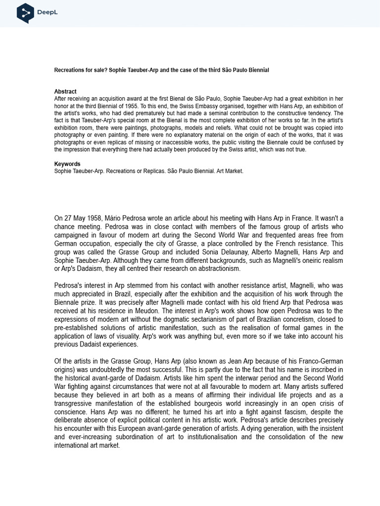 Paper About Sophie Taeuber MMari en - Edited | PDF | Abstract Art | Brazil