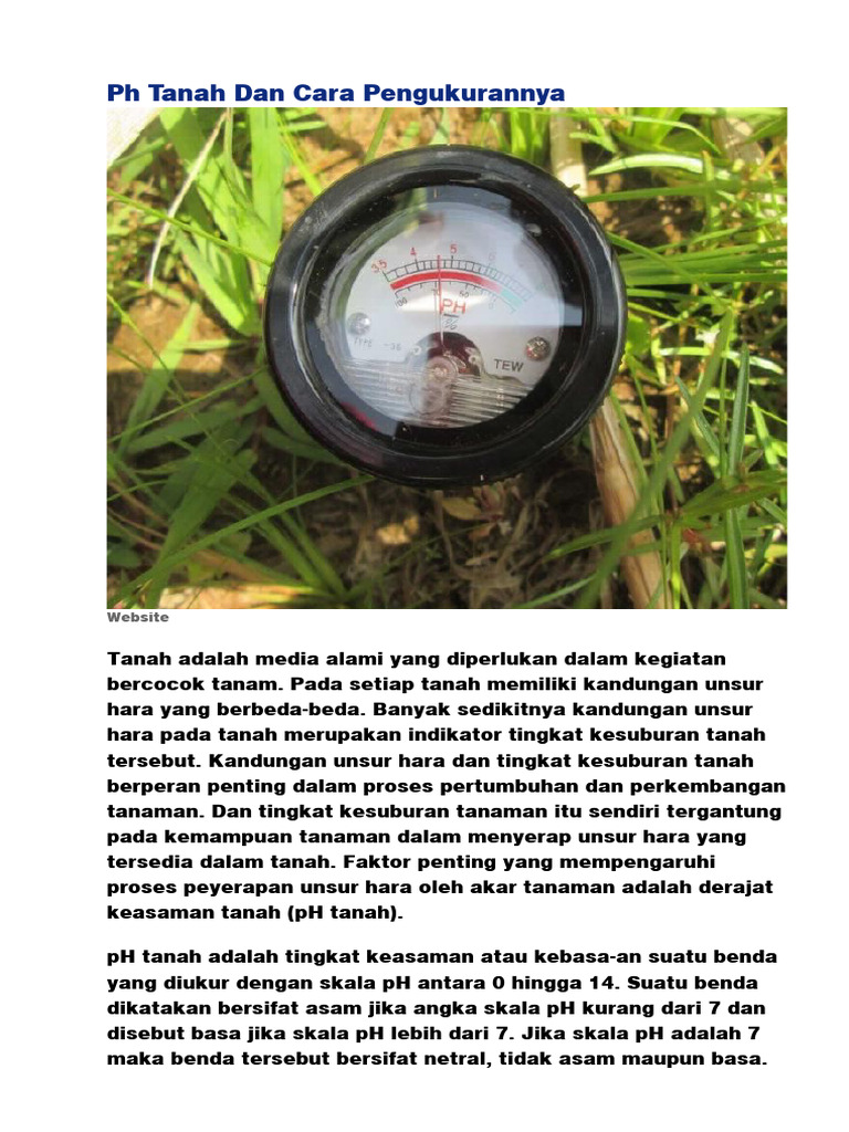 PH Tanah Dan Cara Pengukurannya | PDF | Memasak, Makanan, & Anggur