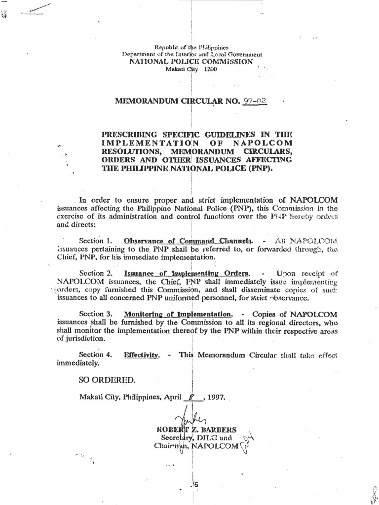 Napolcom MC No 1997-002 | PDF