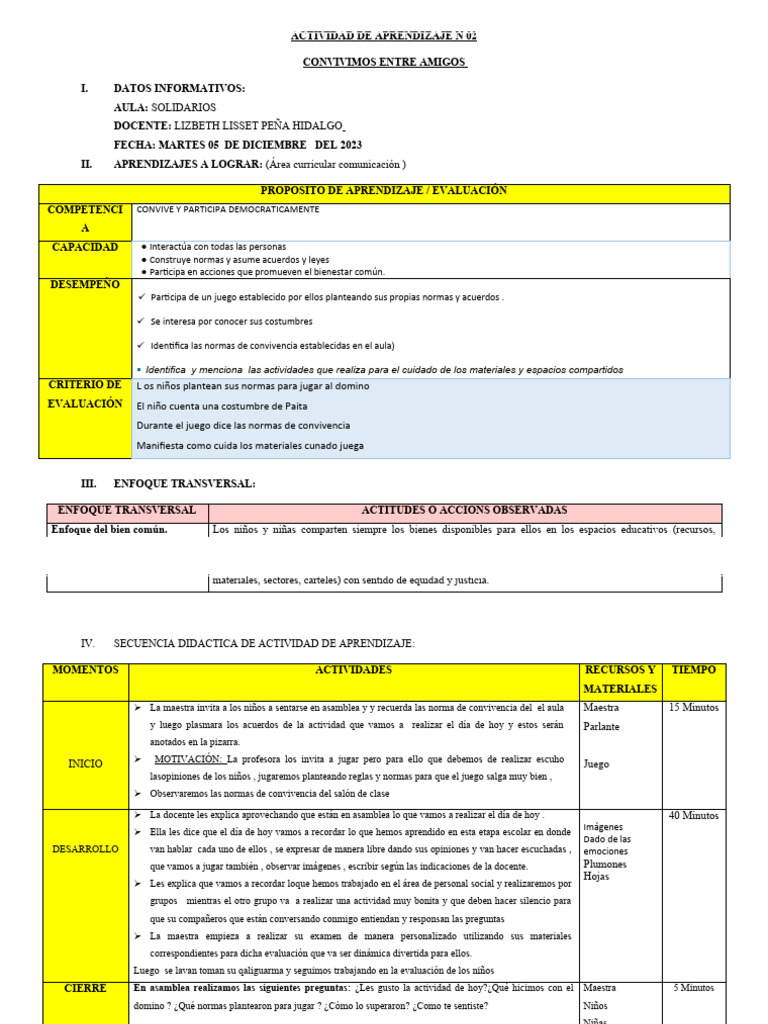 Actividad de Aprendizaje N 02 | PDF | Evaluación | Aprendizaje