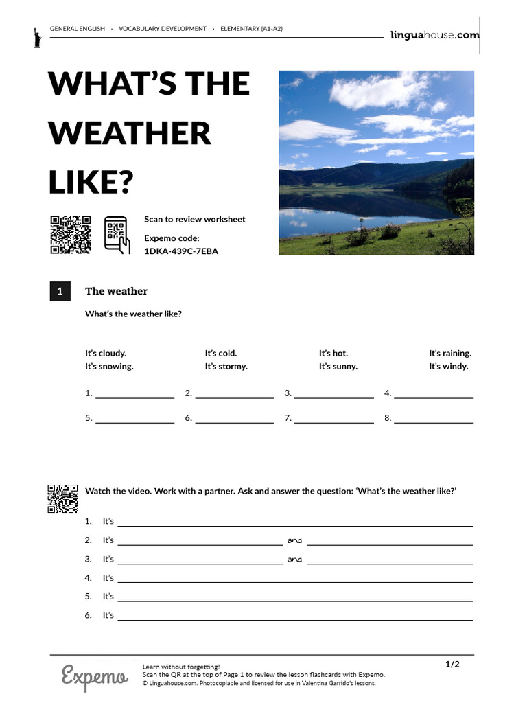 Weather Vocabulary for Beginners | PDF | Qr Code | Computing