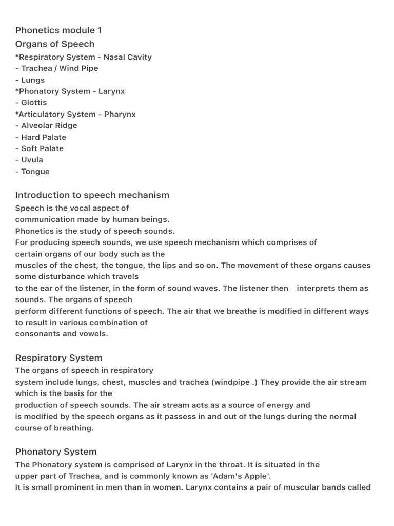 Phonetics Module 1 Pdf Phonetics Larynx