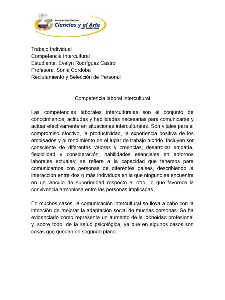 Competencia Intercultural | PDF | Tolerancia | Ciencias del comportamiento