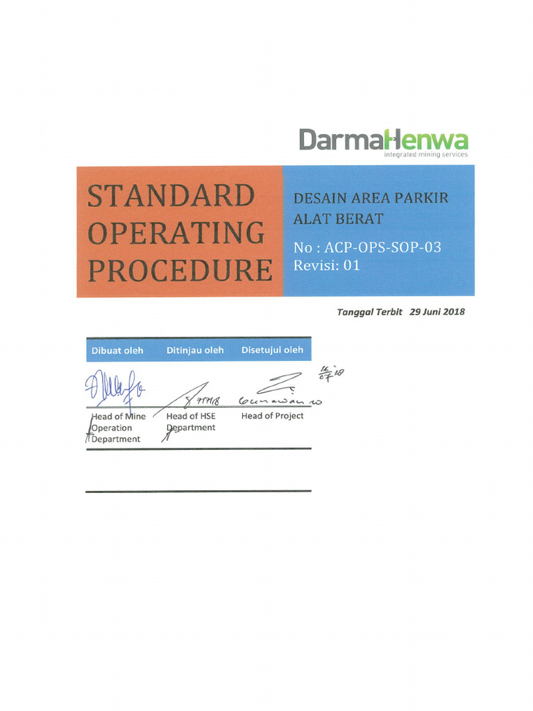 ACP-OPS-SOP-03 R1 Desain Area Parkir Alat Berat | PDF