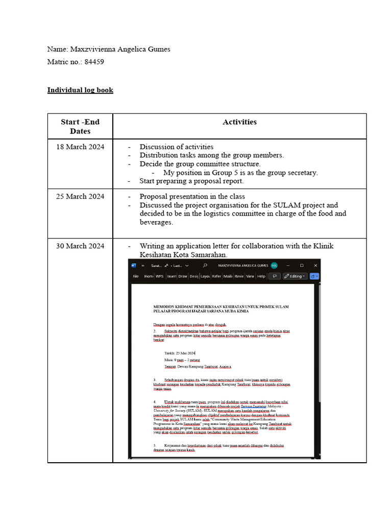 SULAM Project Log: March-June 2024 | PDF