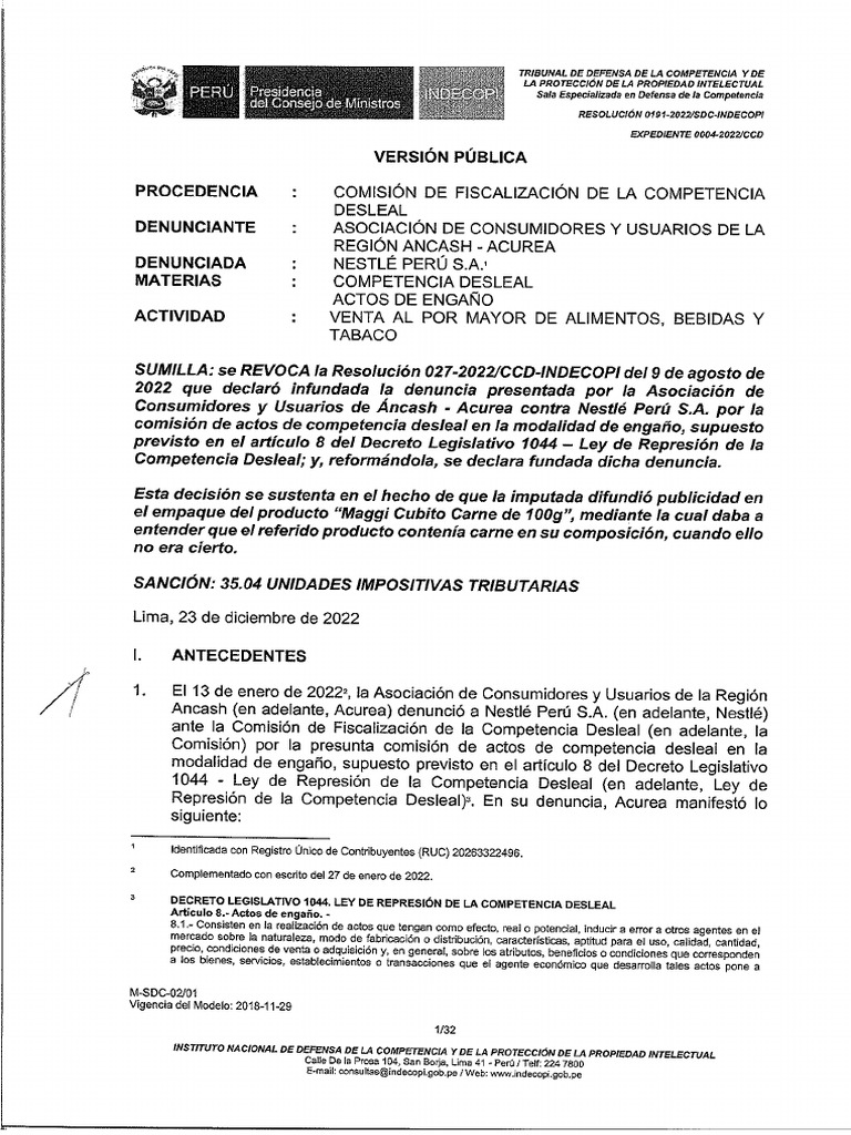 0191 2022 SDC Indecopi | PDF