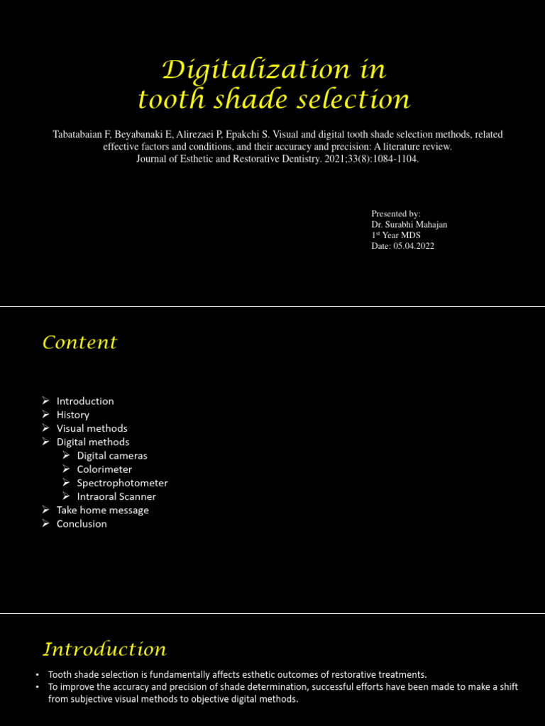 2 Digitalisation in Tooth Shade Selection | PDF | Color | Psychophysics