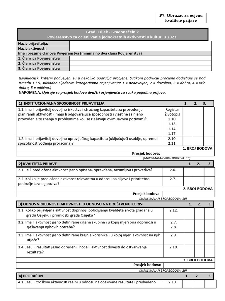 P7.Obrazac-za-ocjenu-kvalitete-prijave(1) | PDF