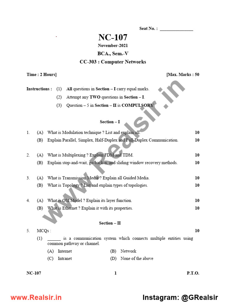 CC-303 Computer Networks - 2021 | PDF | Computer Network | Duplex ...