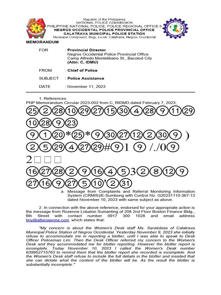 Explanation Re Subject (Police Assistance) | PDF | Anxiety