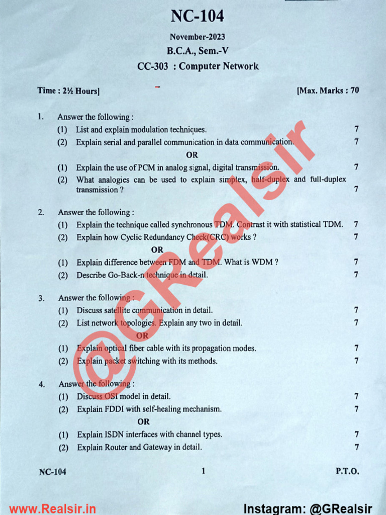 Cc 303 Computer Network Pdf Computer Network Duplex Telecommunications
