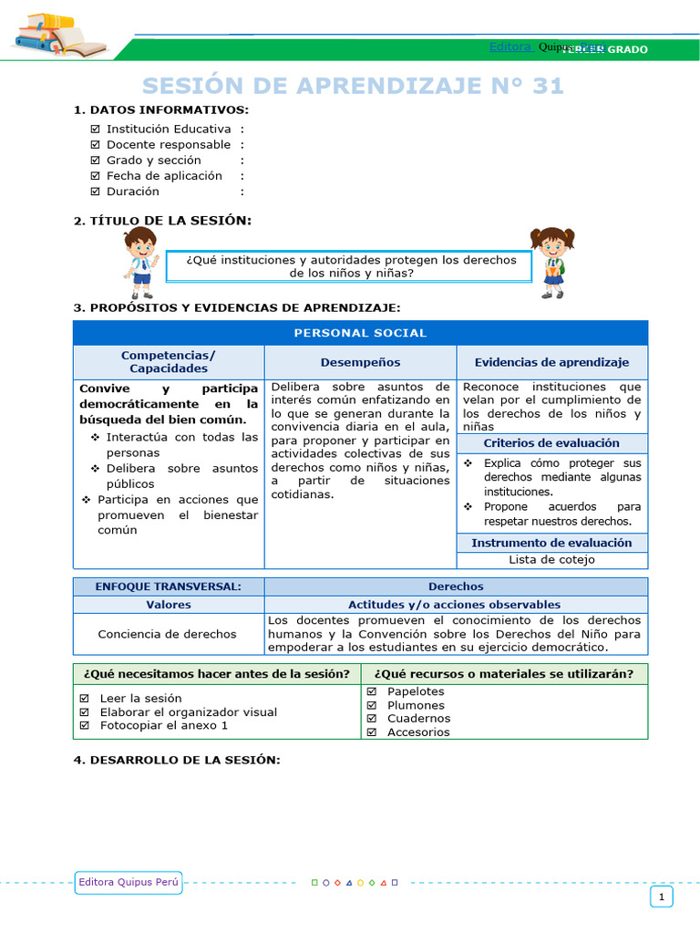 Sesiones de Aprendizaje - EDA X Semana 4 - Editora Quipus Perú | PDF | Evaluación | Aprendizaje