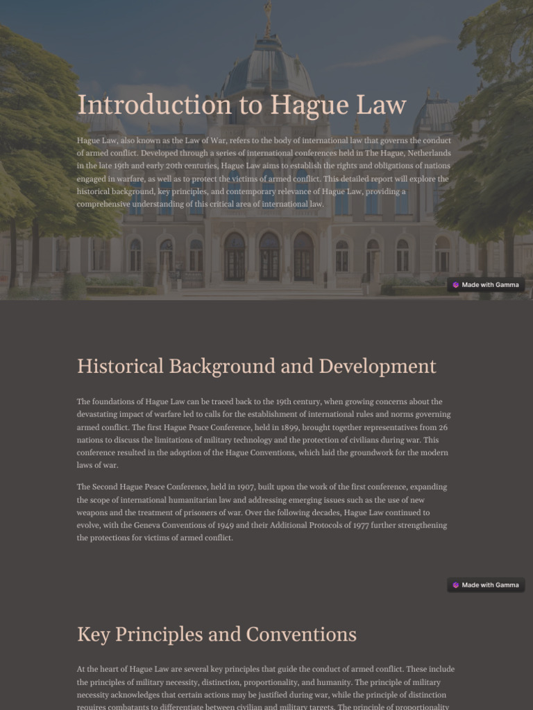 Introduction To Hague Law | PDF | Law Of War | Civilian