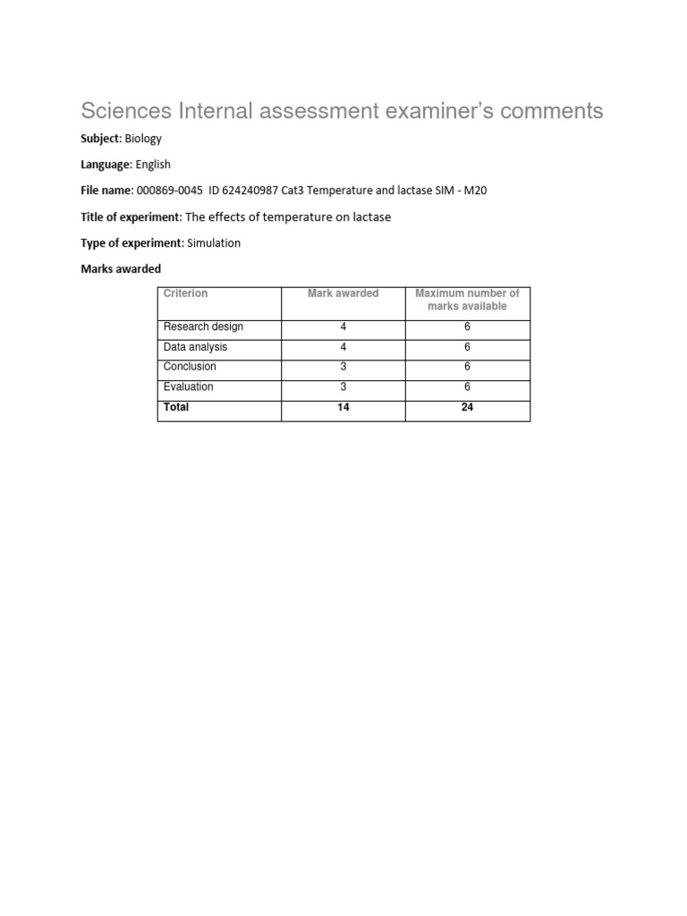 Bio Ia en Sample 1 Commentary | PDF | Methodology | Accuracy And Precision