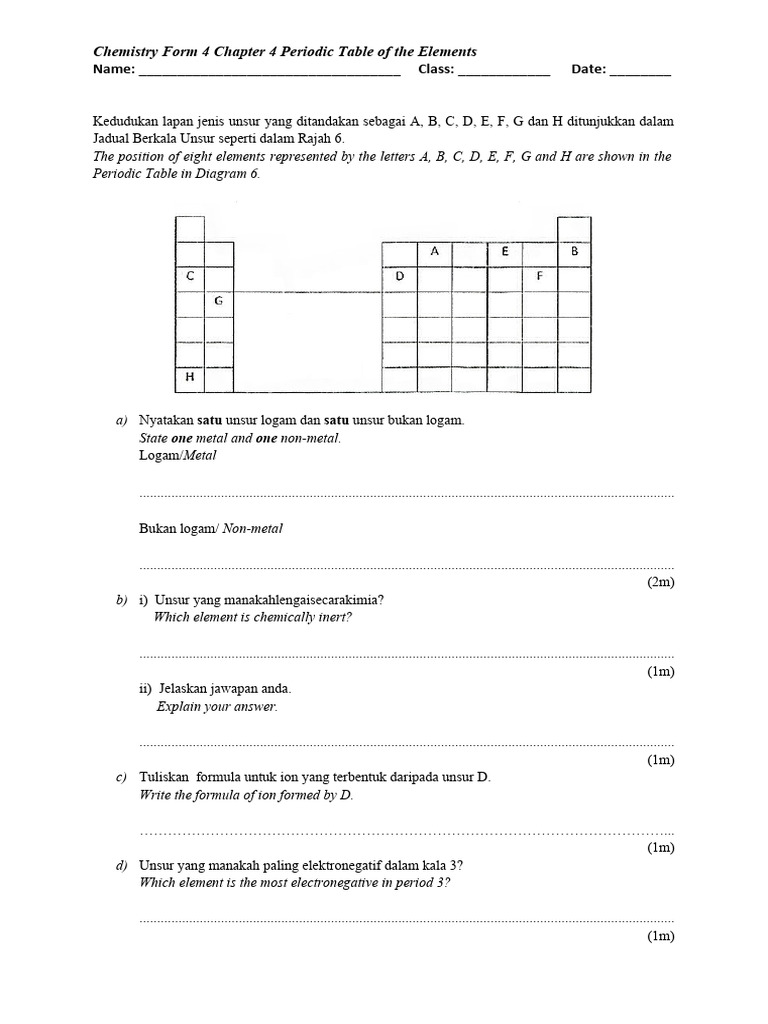 Periodic Table Question | PDF