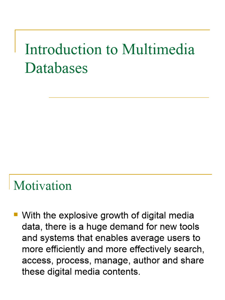 1 Introduction To Multimedia Databases | PDF | Information Retrieval | Human–Computer Interaction