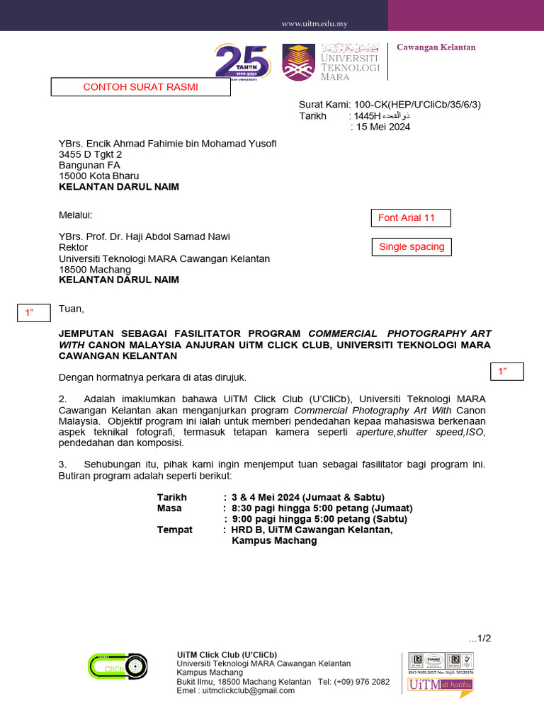 Contoh Surat Rasmi | PDF