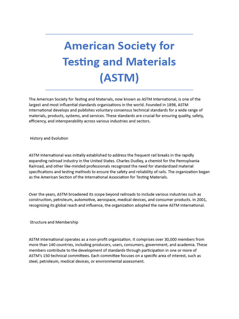 American Society For Testing and Materials | PDF | Standardization ...