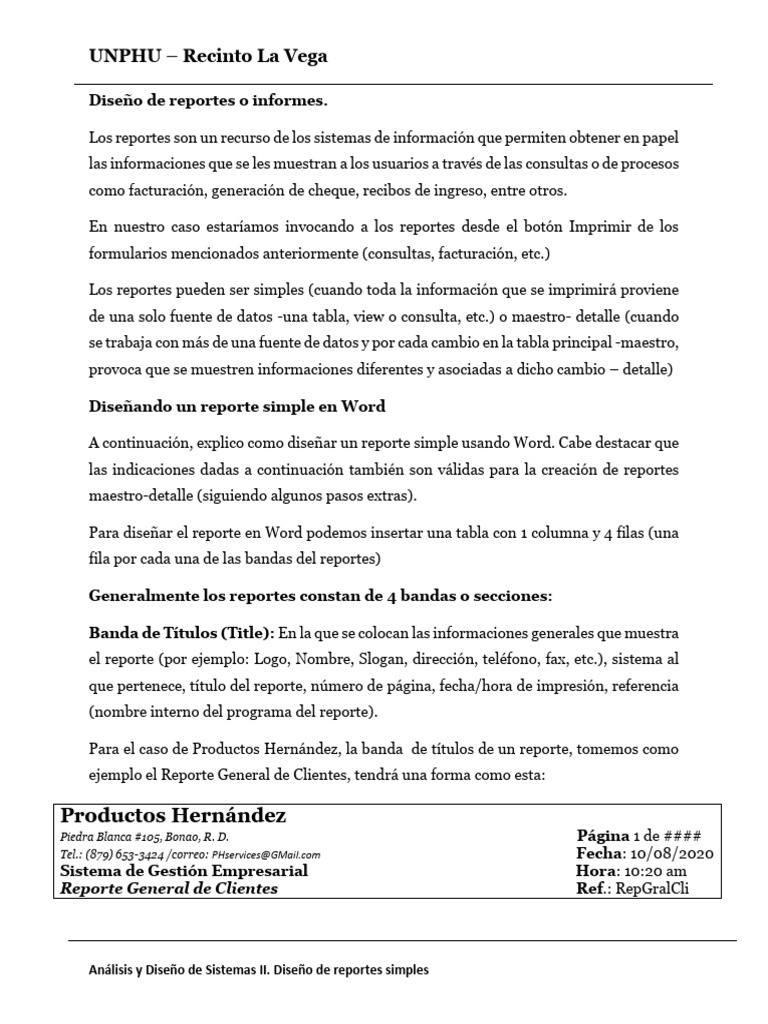 Diseño de Reportes o Informes en Word | PDF | Informática