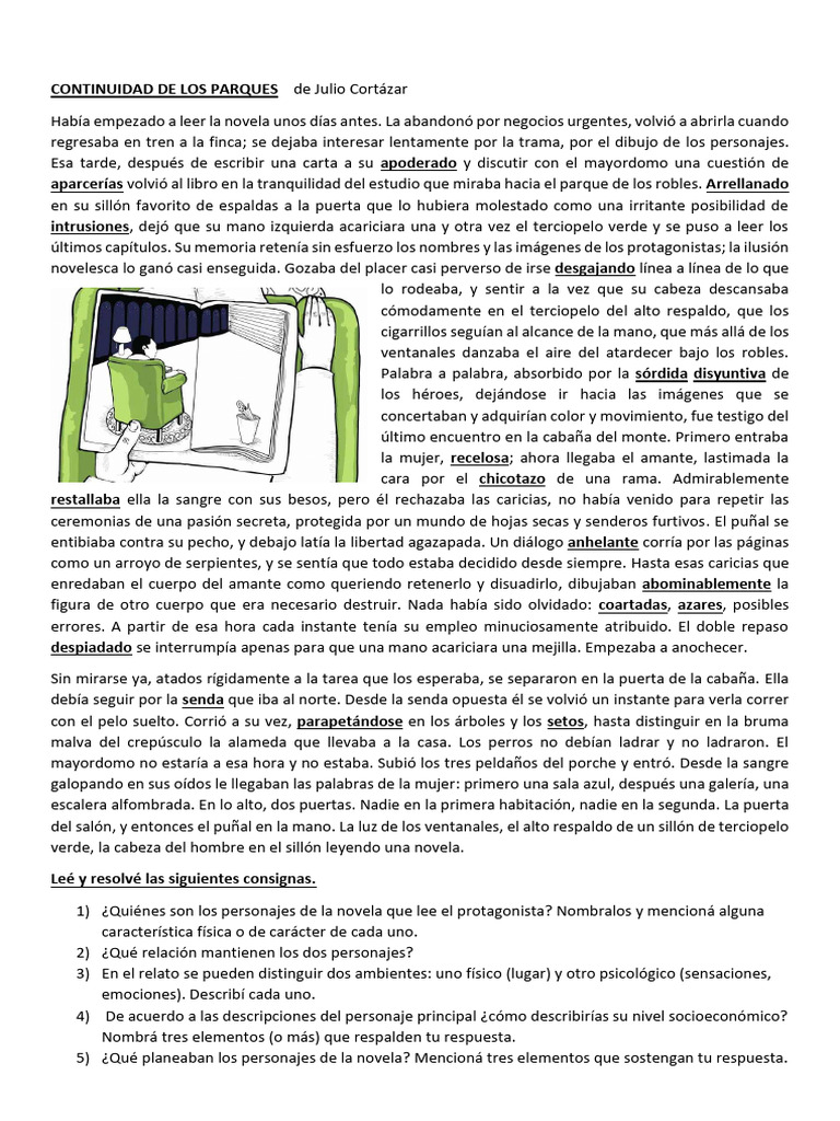 CONTINUIDAD DE LOS PARQUES de Julio Cortázar | PDF
