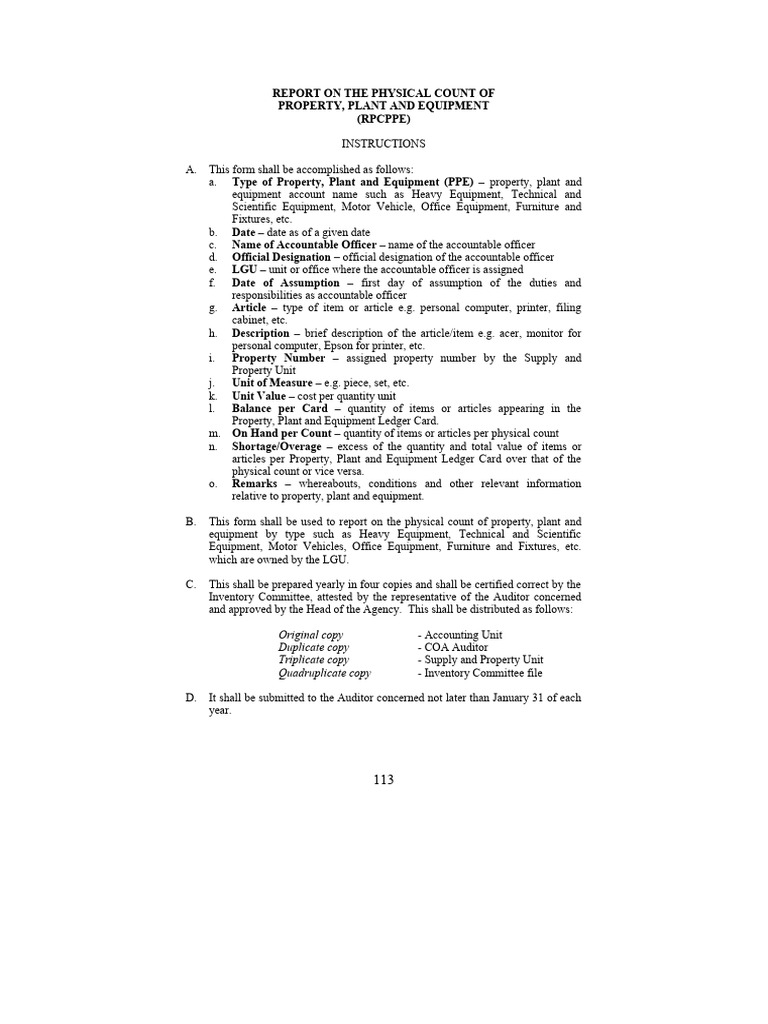 RPCPPE Physical Count Instructions | PDF | Inventory | Fixed Asset