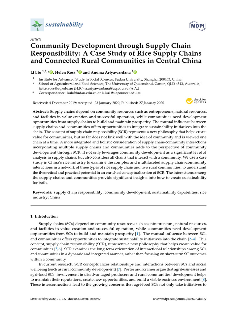Community Development Through Supply Chain Responsibility - A Case ...