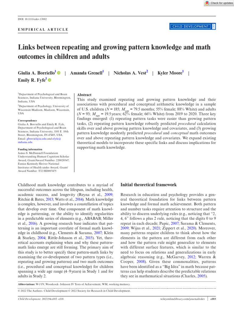 Pattern Knowledge and Math Outcomes | PDF | Regression Analysis ...