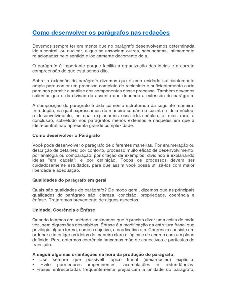 Como Desenvolver Os Parágrafos Nas Redações - 240517 - 180643 | PDF ...