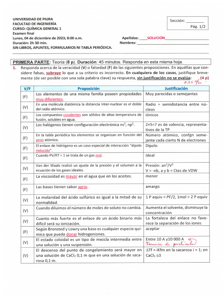 EF QG1 2023-II Solución | PDF