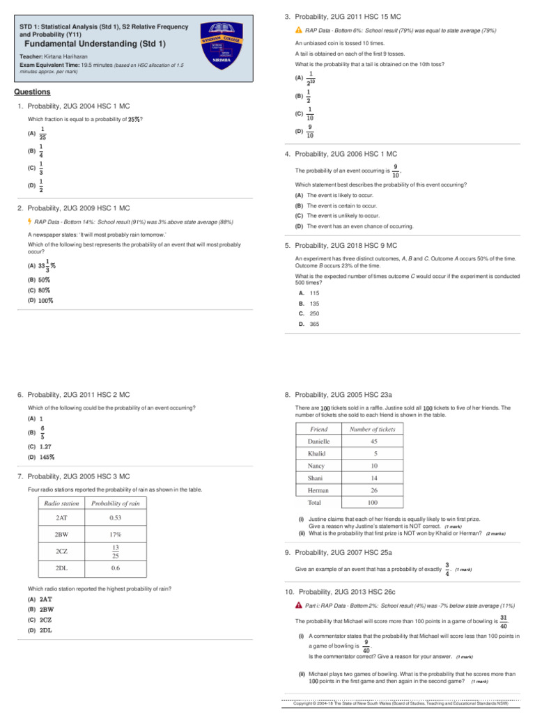 Fundamental Understanding | PDF | Probability | Probability Theory