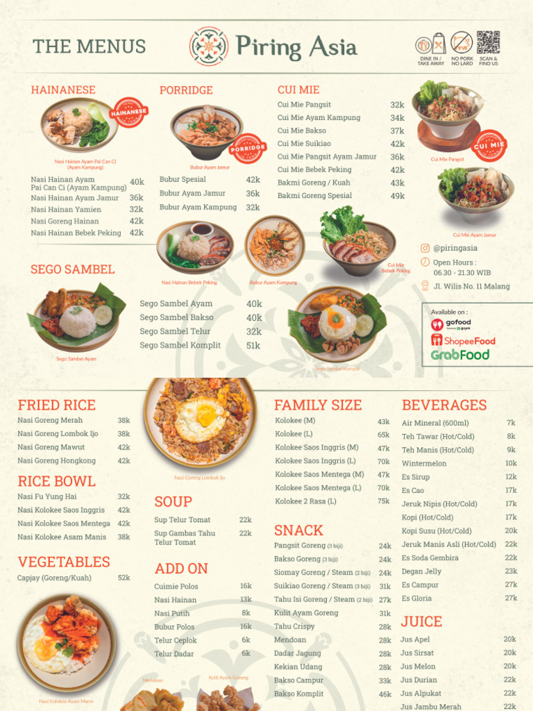 Menu Piring Asia All Day 10.00-21.30 | PDF