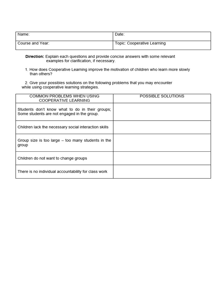 Enhancing Motivation Through Cooperative Learning | PDF | Career ...