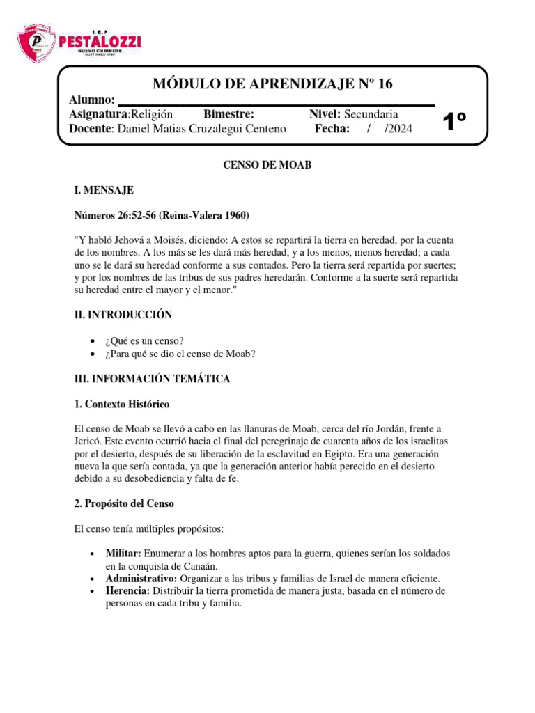 m16. - Censo de Moab | PDF | Libro de números